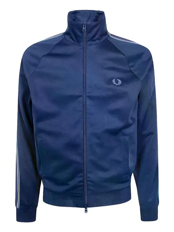 Fred Perry Zip-up Track Jacket With Laurel Wreath Embroidery - Blue