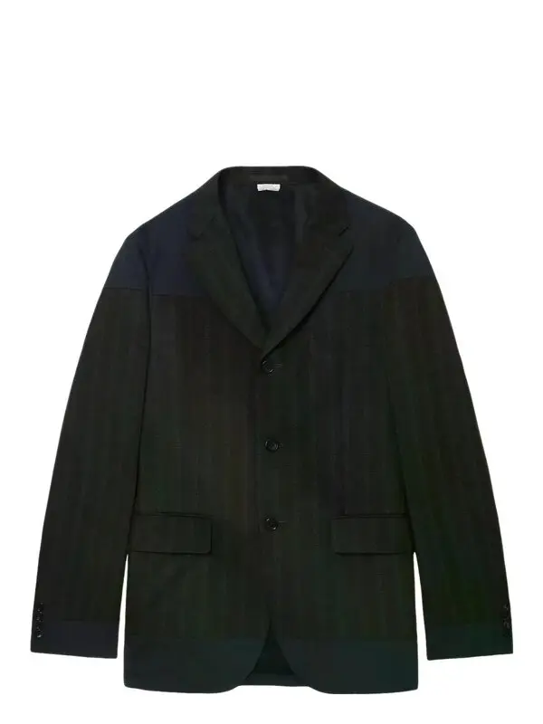 Comme Des Garçons Panelled Striped Blazer - Green