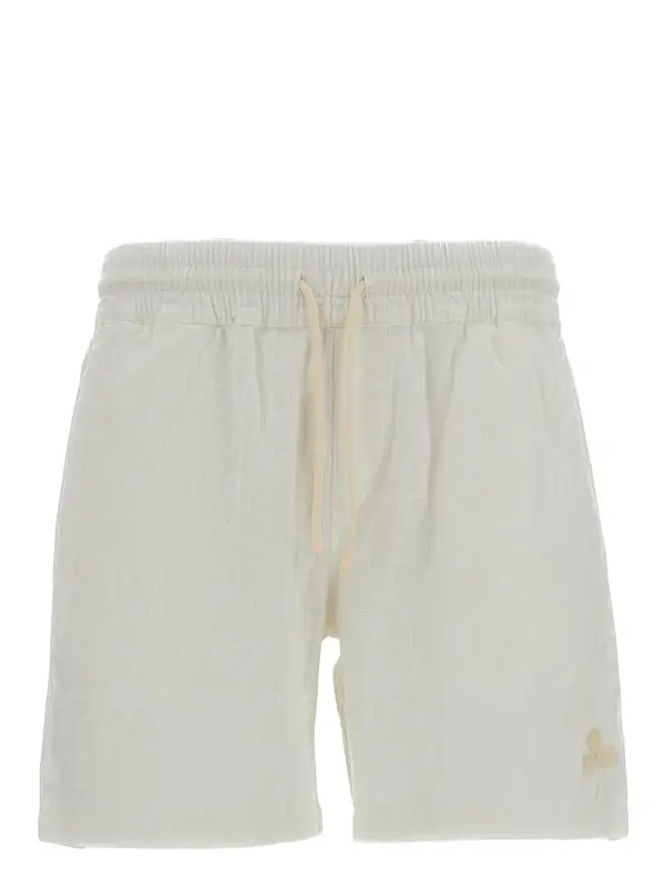 Portuguese Flannel Trousers With Natural Ramie Embroidery - White
