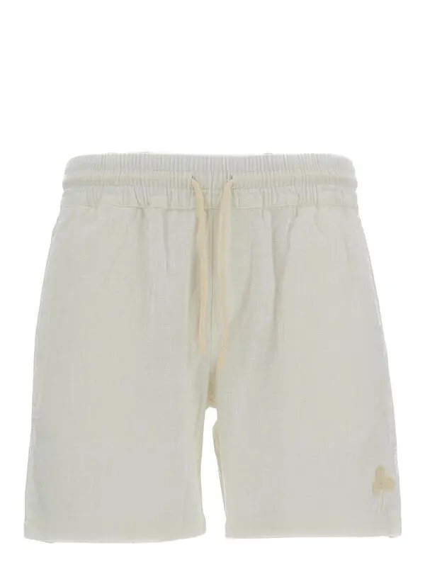 Portuguese Flannel Trousers With Natural Ramie Embroidery - White