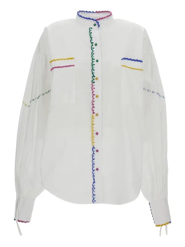 ESTRAFALARIO Long-sleeve Embroidered Shirt - White