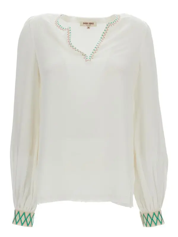 EMPORIO SIRENUSE Embroidered Silk Blouse - Rosso