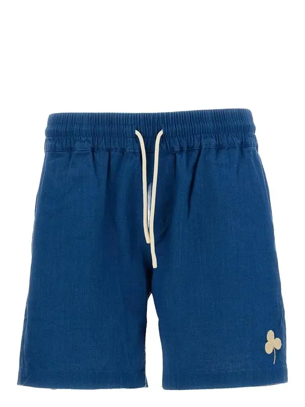 Portuguese Flannel Ramie Embroidered Trousers - Blue