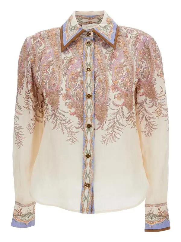 Zimmermann Alchemy Paisley Shirt Bodysuit - Beige