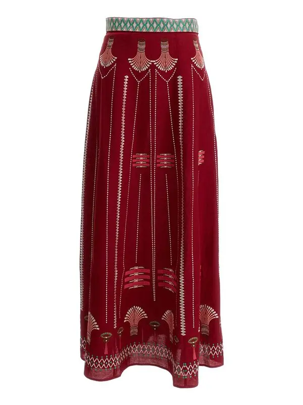 EMPORIO SIRENUSE Camille Embroidered Skirt - Red