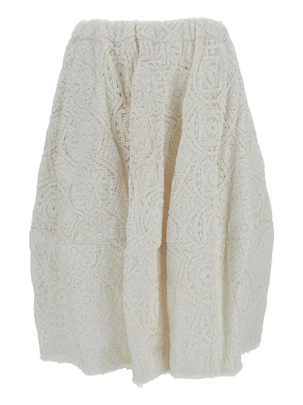 Comme Des Garçons Embroidered Midi Skirt - White