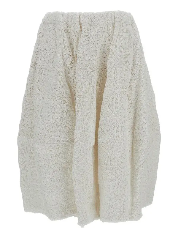 Comme Des Garçons Embroidered Midi Skirt - White