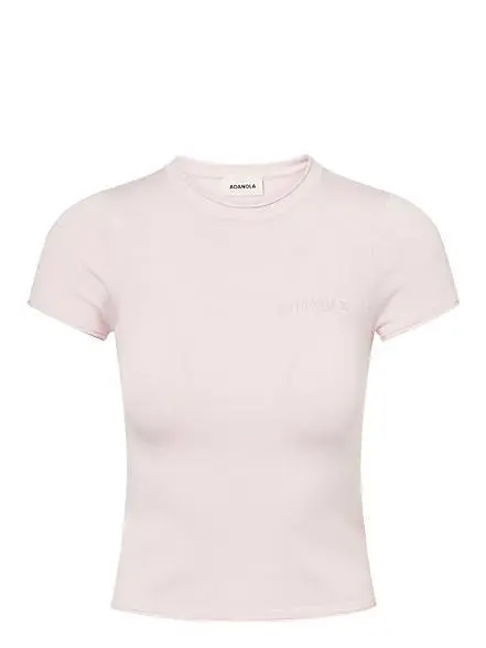 ADANOLA Varsity Knit Crewneck T-shirt - Pink