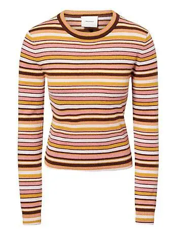 REFORMATION Lian Striped Cashmere Top - Rose