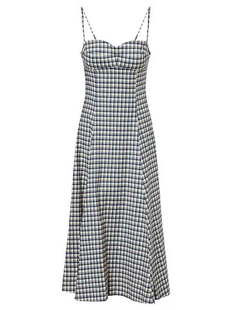 REFORMATION Kailani Cotton Gingham Print Midi Dress - Check