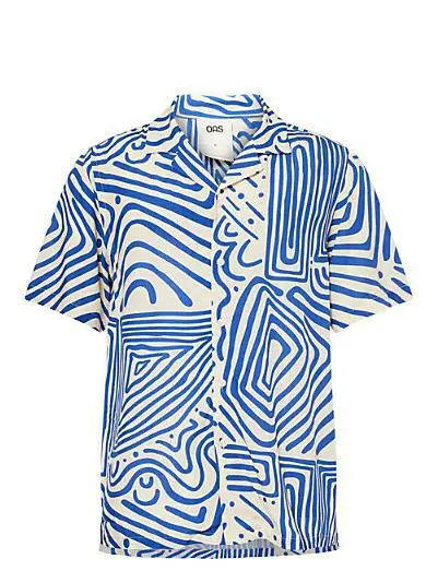 Oas Eldovado Graphic-pattern Woven Shirt - Blue