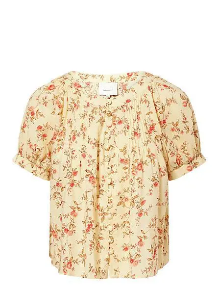 REFORMATION Calia Flora-printed Cotton-blend Top - Wistful