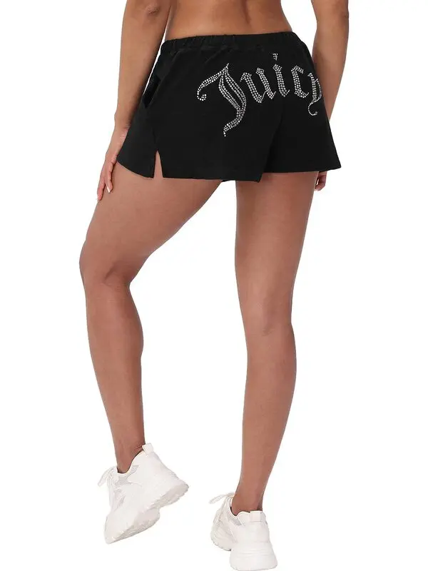 Juicy Couture Terry Rhinestone Logo Shorts - Liquorice