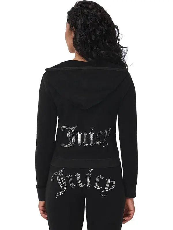 Juicy Couture Washed Terry Zip Up Hoodie - Liquorice