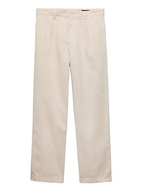 Prada Wide-leg Cotton Trousers - Neutral