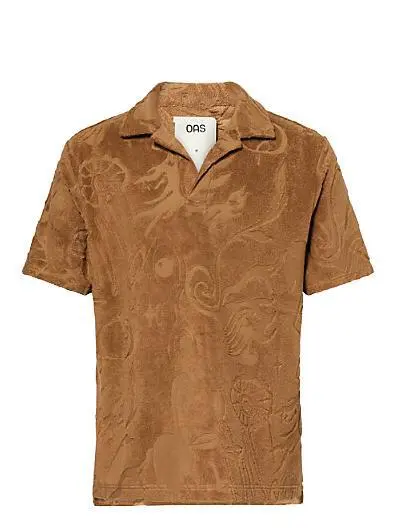 Oas Devore Pattern Cotton-blend Polo Shirt - Lt-brown