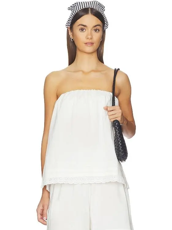 Faithfull The Brand Filomena Strapless Cotton Voile Top - White