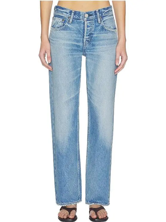 Moussy Vintage Cheval Straight Low Rise Jeans - Blue