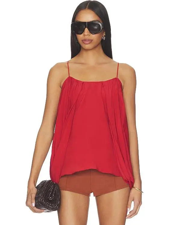 Balmain Draped Crepe Top - Red