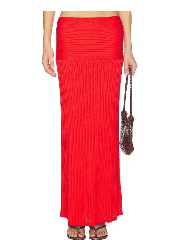 LOVERS AND FRIENDS Shania Pointelle Maxi Skirt - Red
