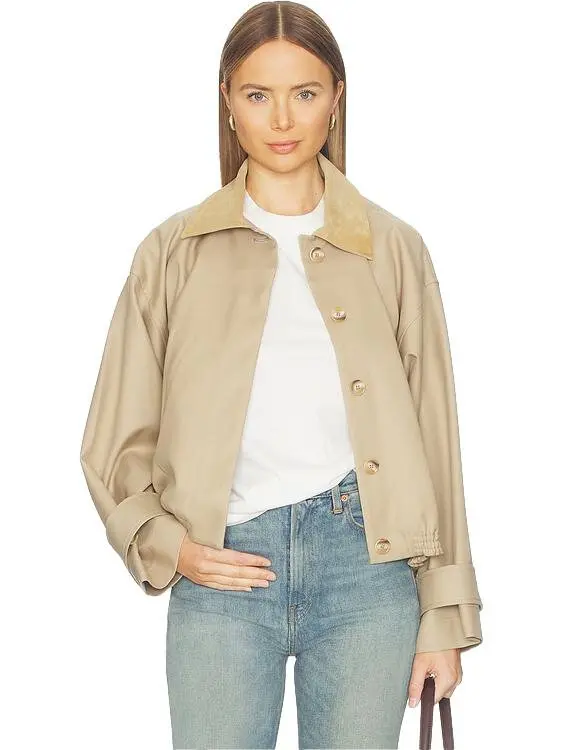 RÓHE Suede Collar Blouson Jacket - Beige