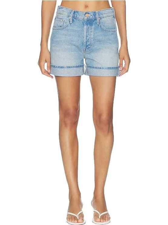 MOTHER Culotte Cuffed Denim Shorts - Blue
