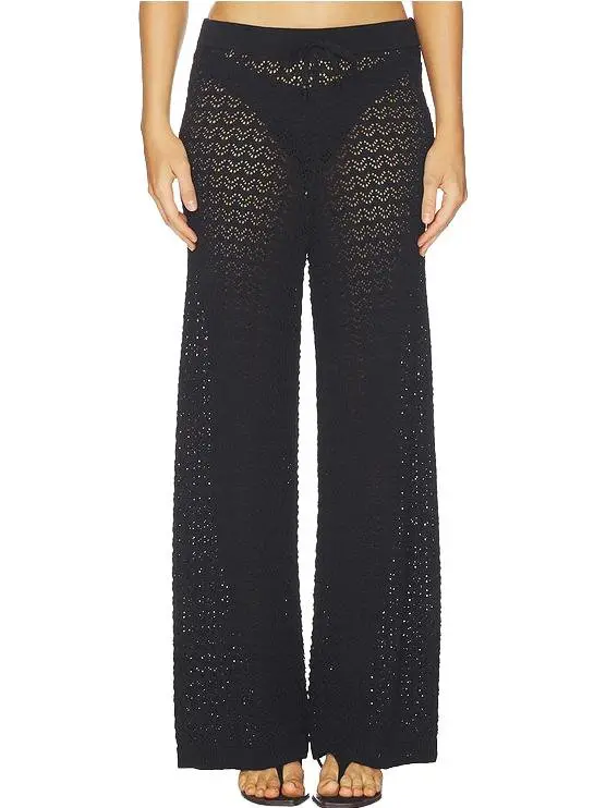 L'Agence Gaelle Pointelle Knit Pant - Black