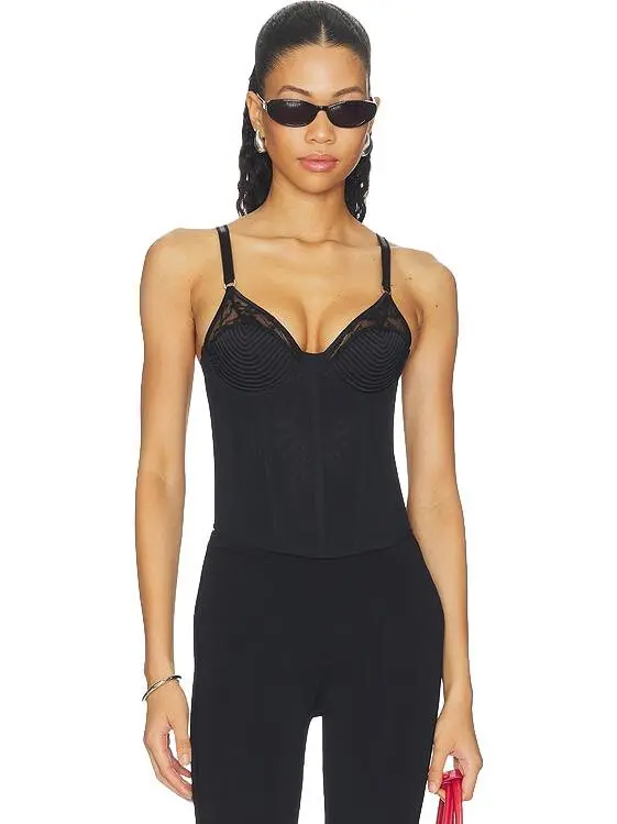 FLEUR DU MAL Topstitch Bebe Bra Bustier Top - Black