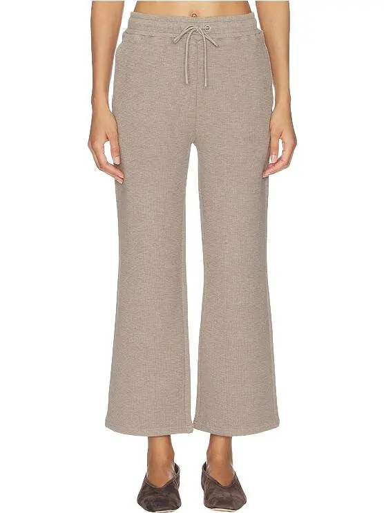 NEGATIVE UNDERWEAR Cropped Waffle Knit Track Pants - Taupe