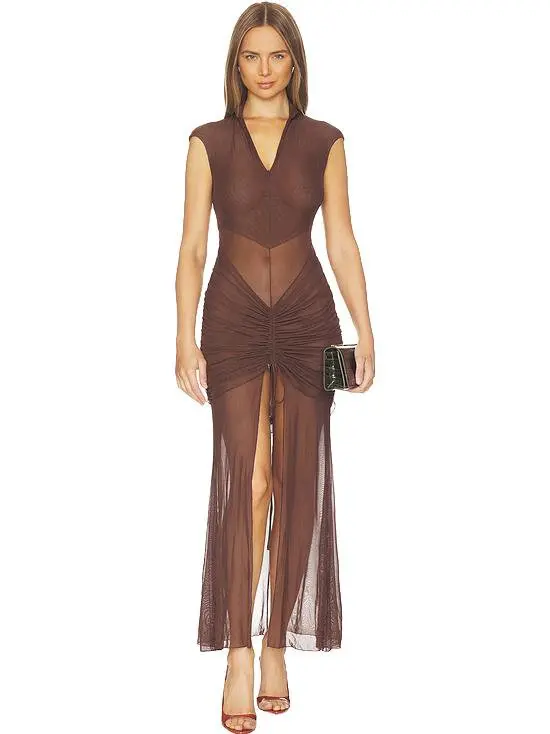 KIM SHUI Anai Mesh Dress - Brown