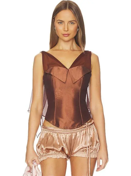 KIM SHUI Kemle Corset Top - Brown