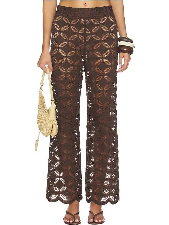 Waimari Toscana Lace Wide Leg Pant - Chocolate