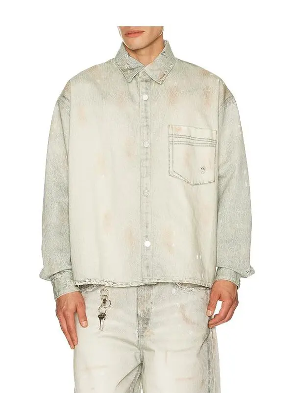 WON HUNDRED Maza Printed Denim Shirt In . Also - Blue