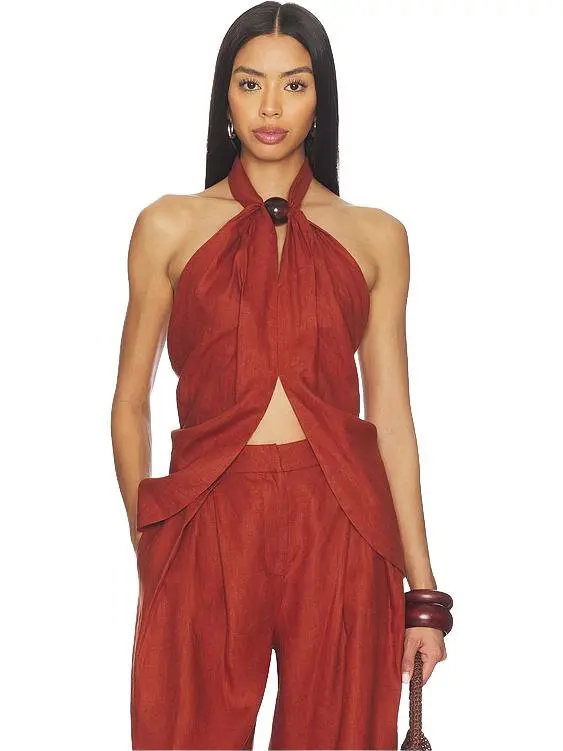 Faithfull The Brand Biba Halter Top - Brown