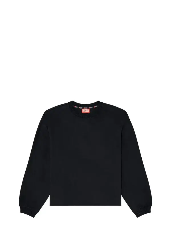 DIESEL® Peached Raw-hem Cotton Sweatshirt - Black
