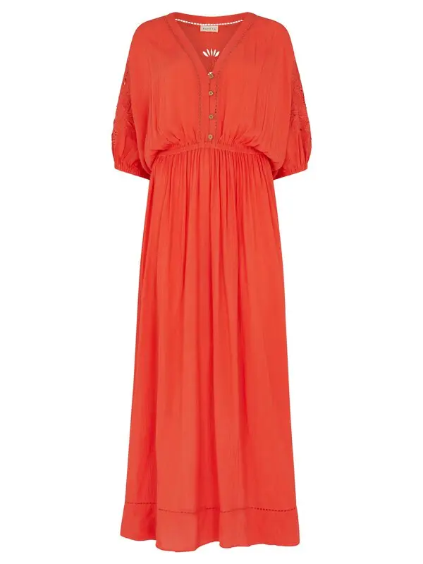 RAFFYA Somerton Embroidered Maxi Dress - Orange