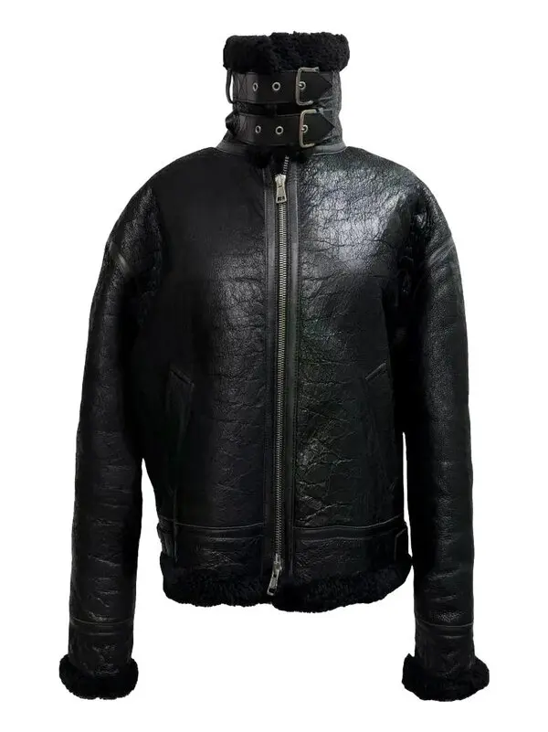 Balenciaga Crinkled Shearling-lined Jacket - Black