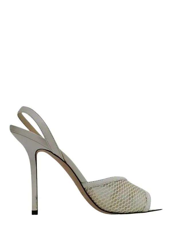 JIMMY CHOO Mesh-accented Slingback Sandals - White