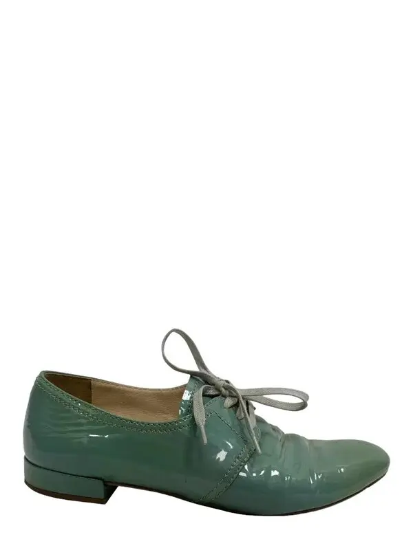 Prada Lace-up Patent Leather Oxfords - Green