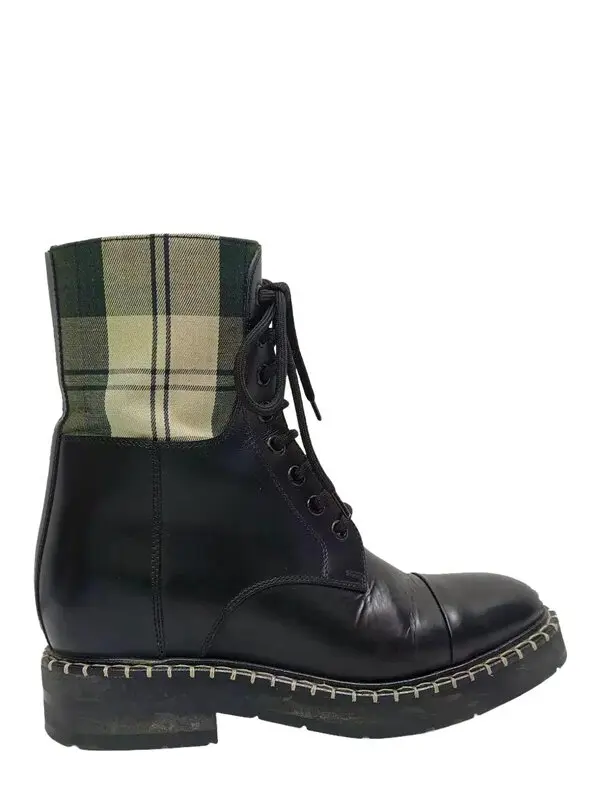Chloé Check-print Combat Boots - Black
