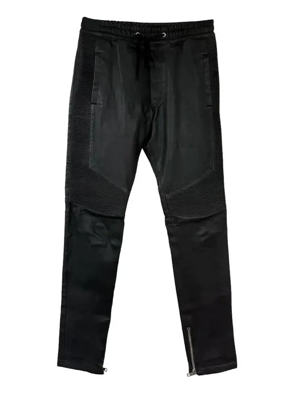 Balmain Ribbed-panel Drawstring Trousers - Black