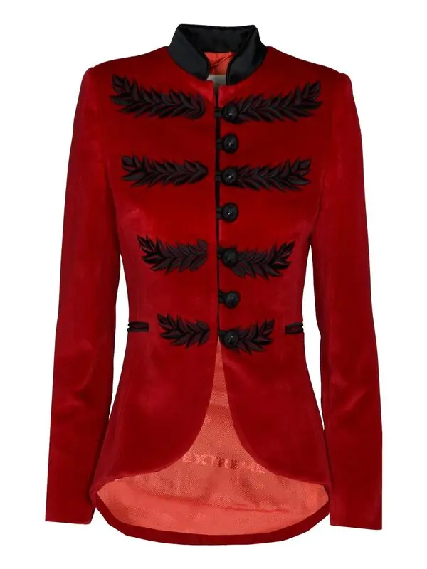THE EXTREME COLLECTION Velvet Embroidered Blazer - Red/black