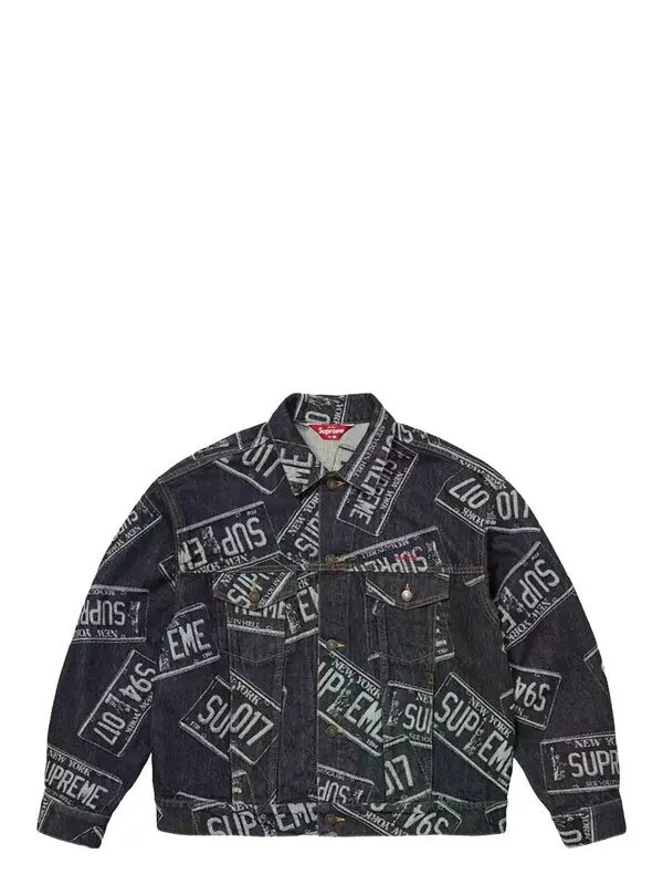 Supreme License Plate Denim Jacket - Blue