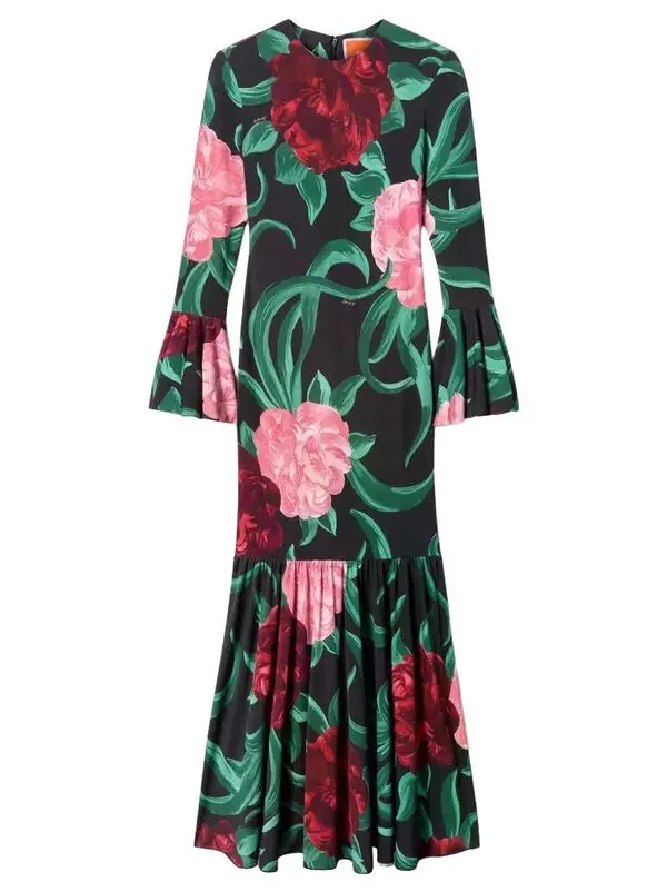 La DoubleJ Alba Floral-print Dress - Black
