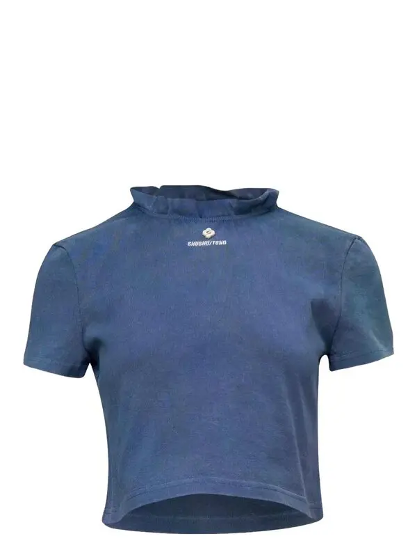 SHUSHU/TONG Ruffled-collar T-shirt - Blue