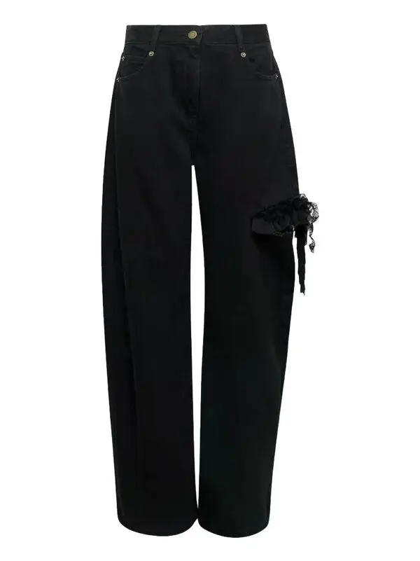 YCH Lace-detail Jeans - Black