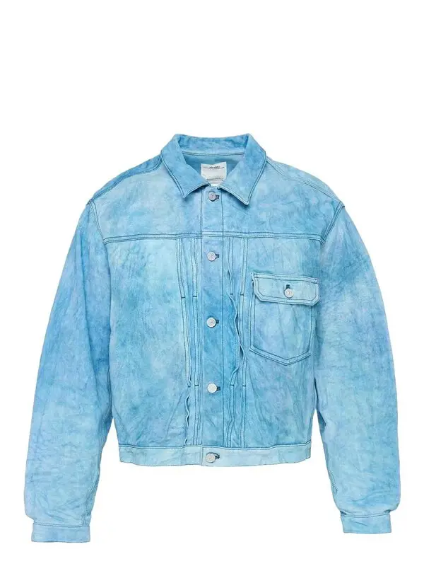 Visvim Pleated Leather Jacket - Blue