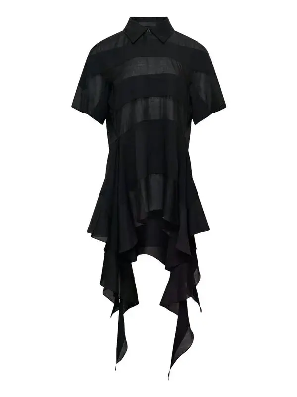 YCH Draped-hem Panelled Top - Black