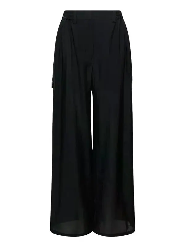 YCH Elasticated-waist Wide-leg Trousers - Black