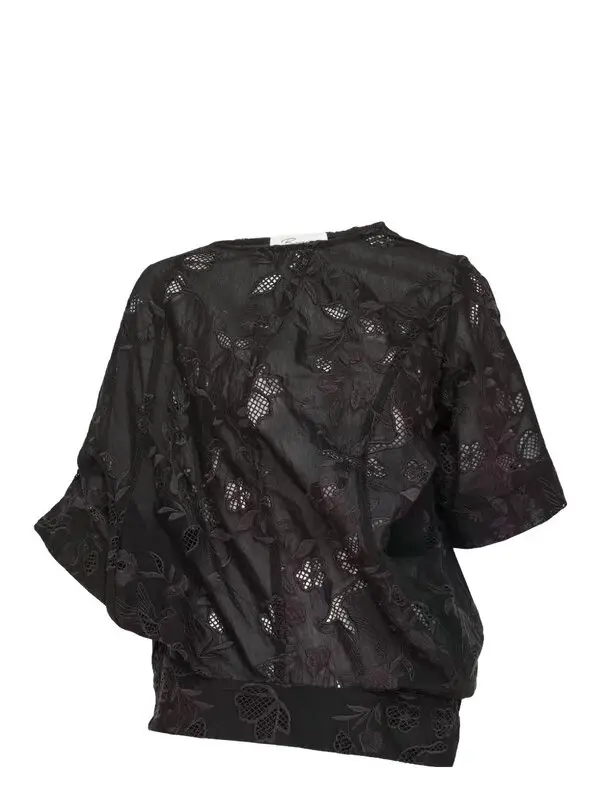 CAROLINE HU Embroidered Inverted Shirt - Black